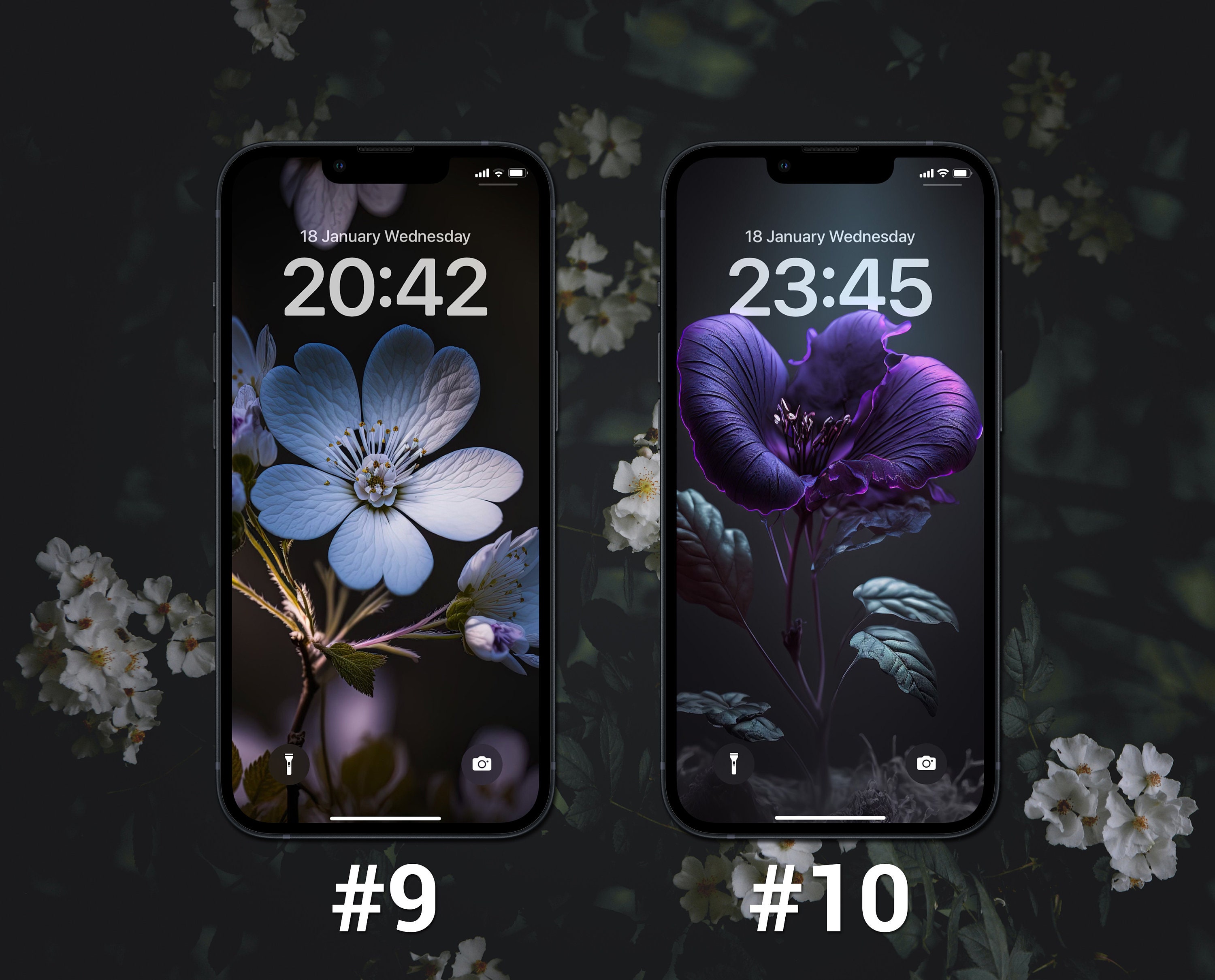 Dark Floral Wallpapers Iphone Lock Screen Ios 16 Wallpaper - Etsy