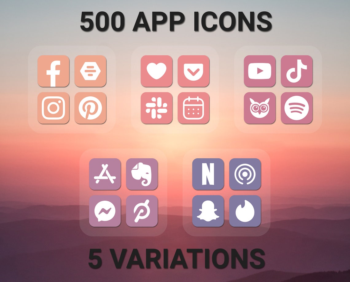 Rose Gold App Icons, iPhone Theme Pack, Rose Gold and Purple Aesthetic ...