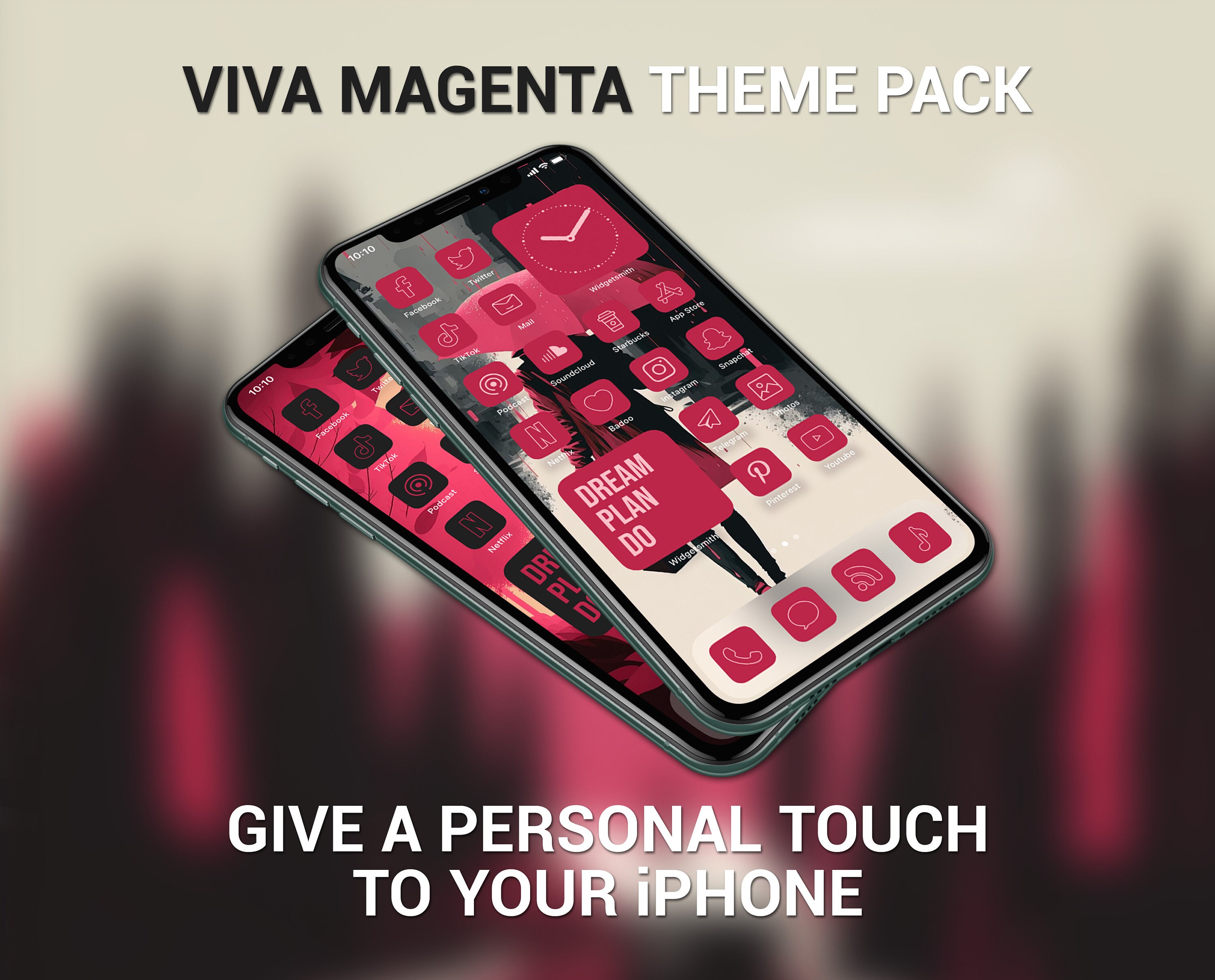 Viva Magenta App Icons Iphone Theme Pack Aesthetic App - Etsy