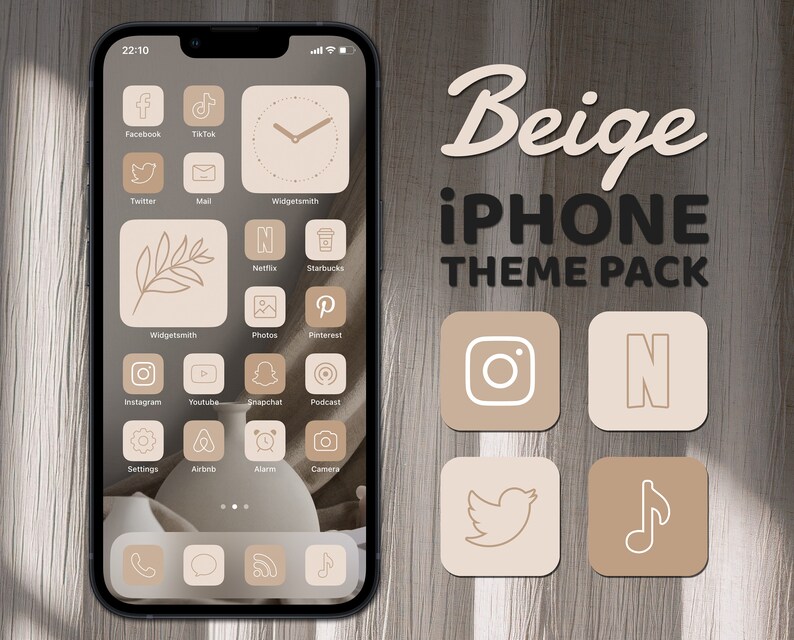 App Icons Beige Iphone Theme Pack Neutral Aesthetic Boho - Etsy