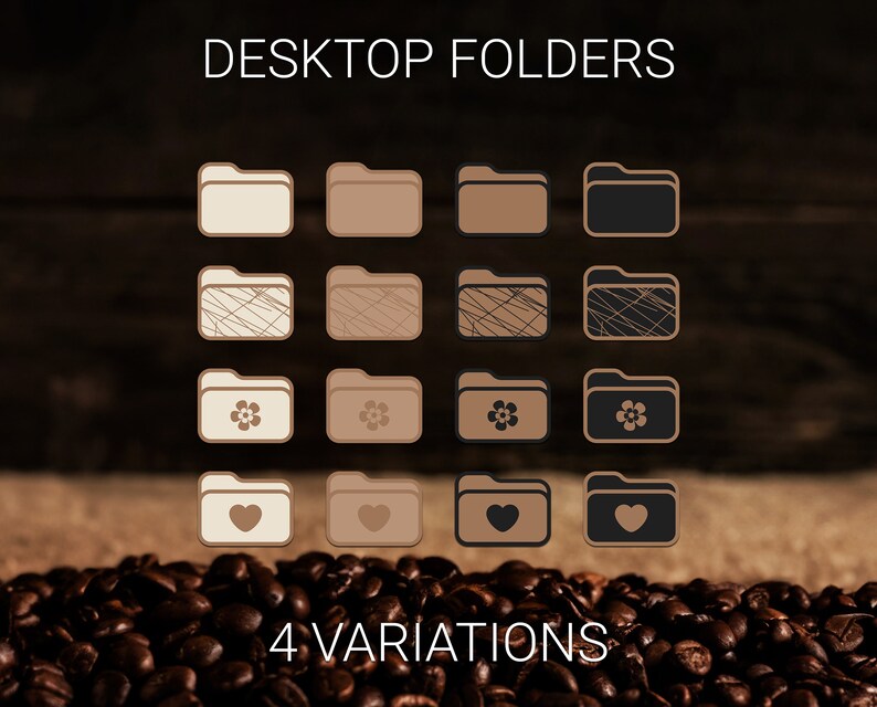 Brown Desktop Icons, Aesthetic Coffee Desktop Wallpapers, Cute Folders ...