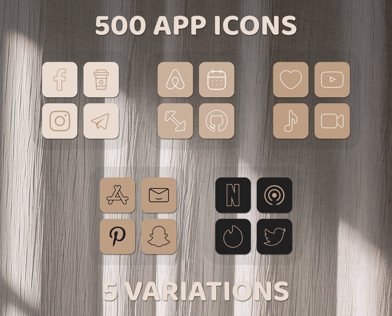 App Icons Beige Iphone Theme Pack Neutral Aesthetic Boho - Etsy