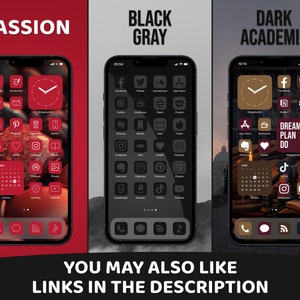 Red and Black App Icons, iPhone Theme Pack, Aesthetic Red App Icons ...