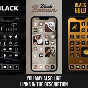 Black and Gray App Icons Iphone Theme Pack Aesthetic App - Etsy