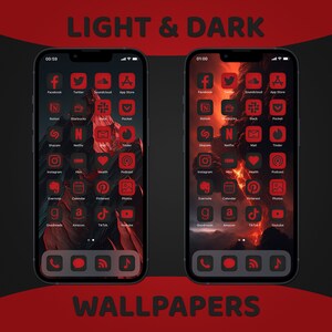 Red and Black App Icons, iPhone Theme Pack, Aesthetic Red App Icons ...