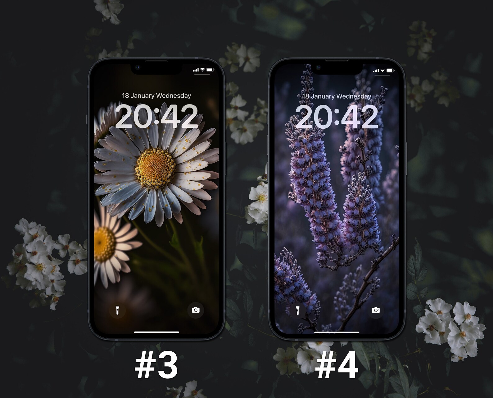 Dark Floral Wallpapers Iphone Lock Screen Ios 16 Wallpaper - Etsy