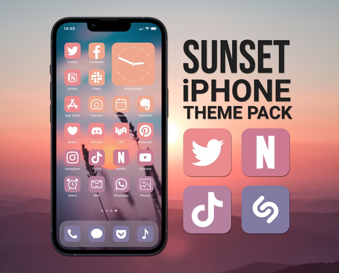 Rose Gold App Icons, iPhone Theme Pack, Rose Gold and Purple Aesthetic ...