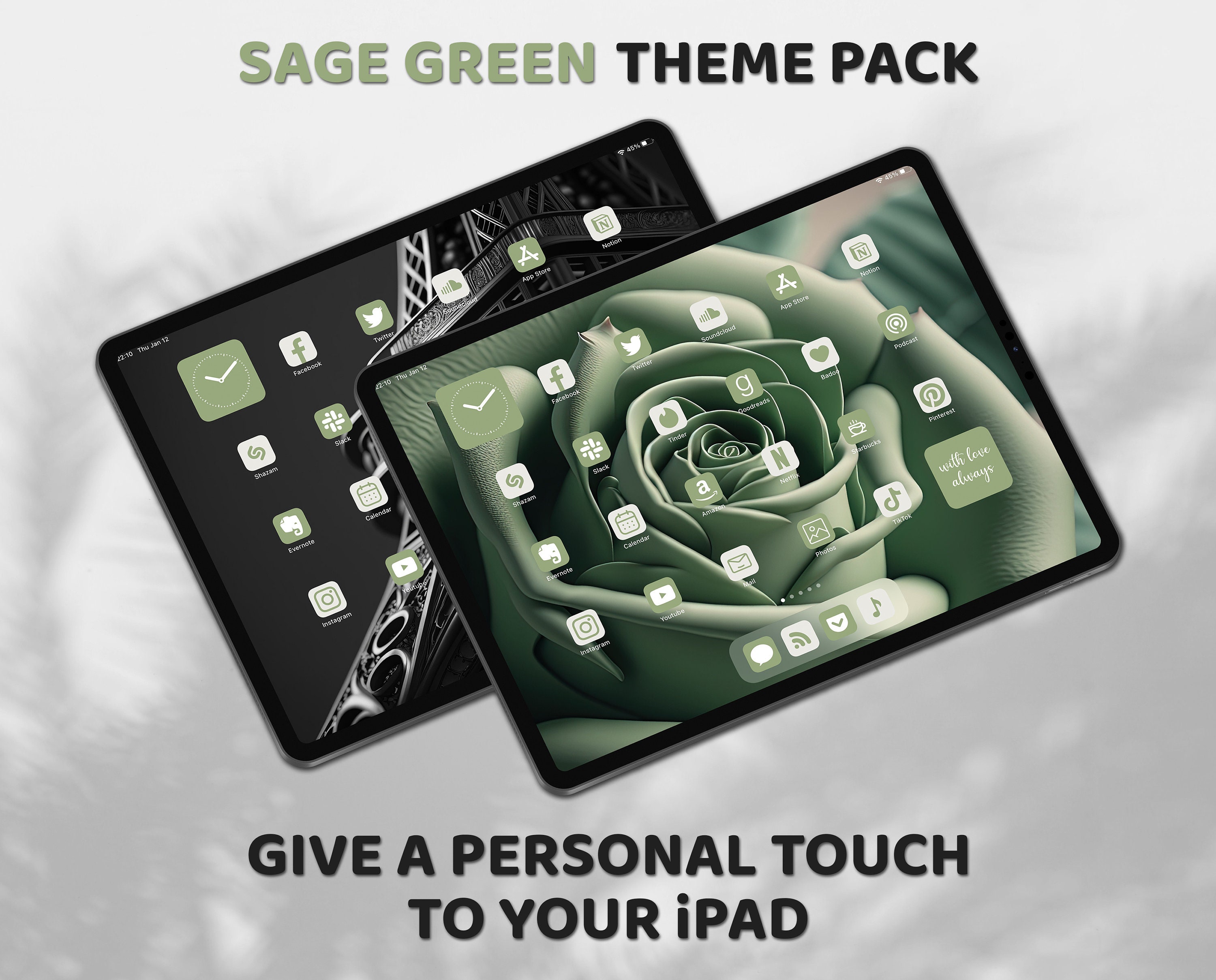 Ios Icons Green Sage Green Ipad Theme Pack Neutral Colors - Etsy