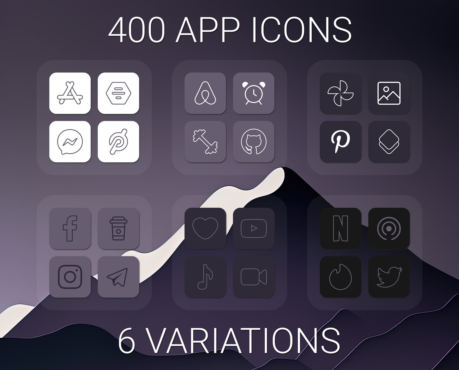 Deep Purple App Icons, iPhone Theme Pack, Aesthetic App Icons, Art ...