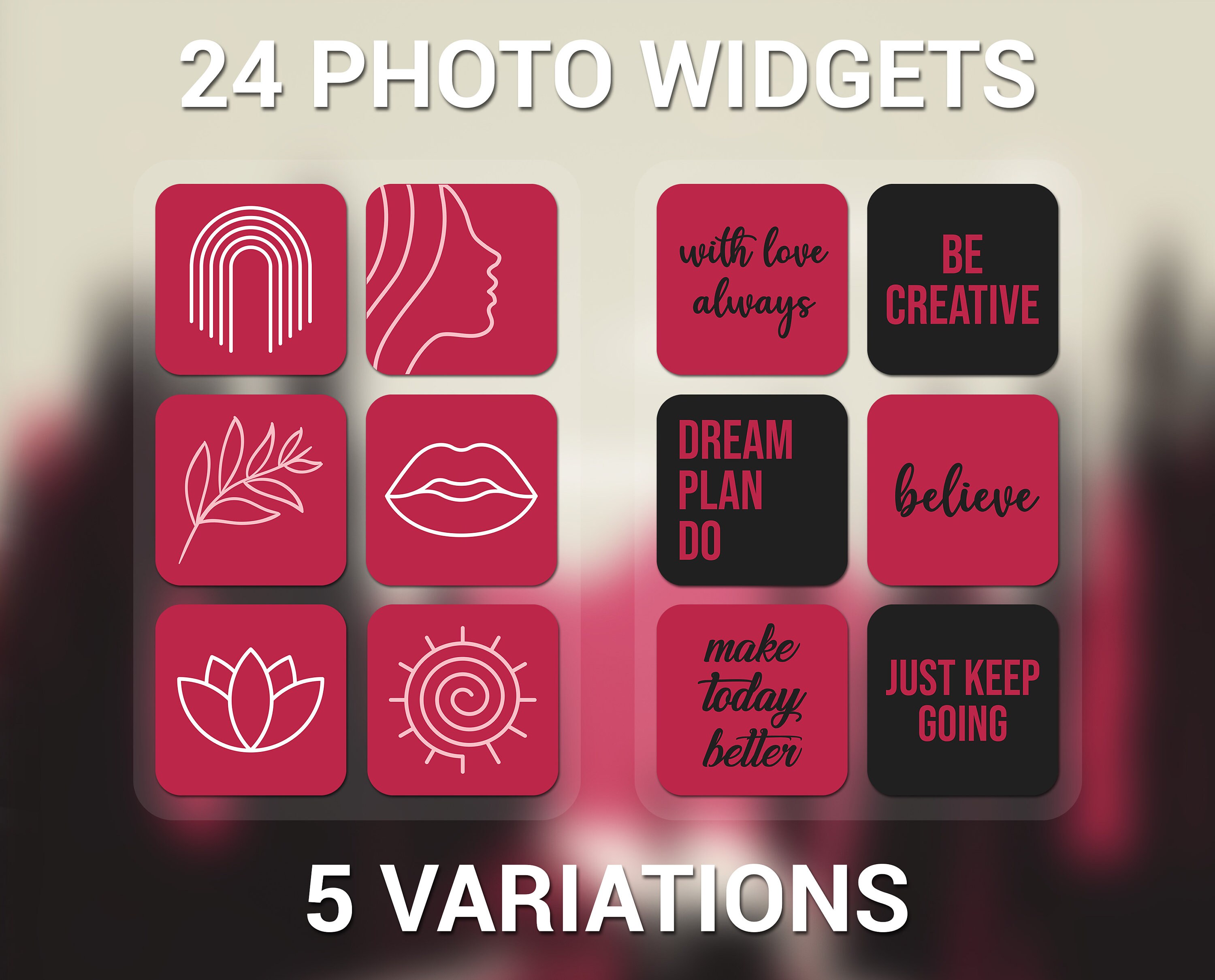 Viva Magenta App Icons Iphone Theme Pack Aesthetic App - Etsy