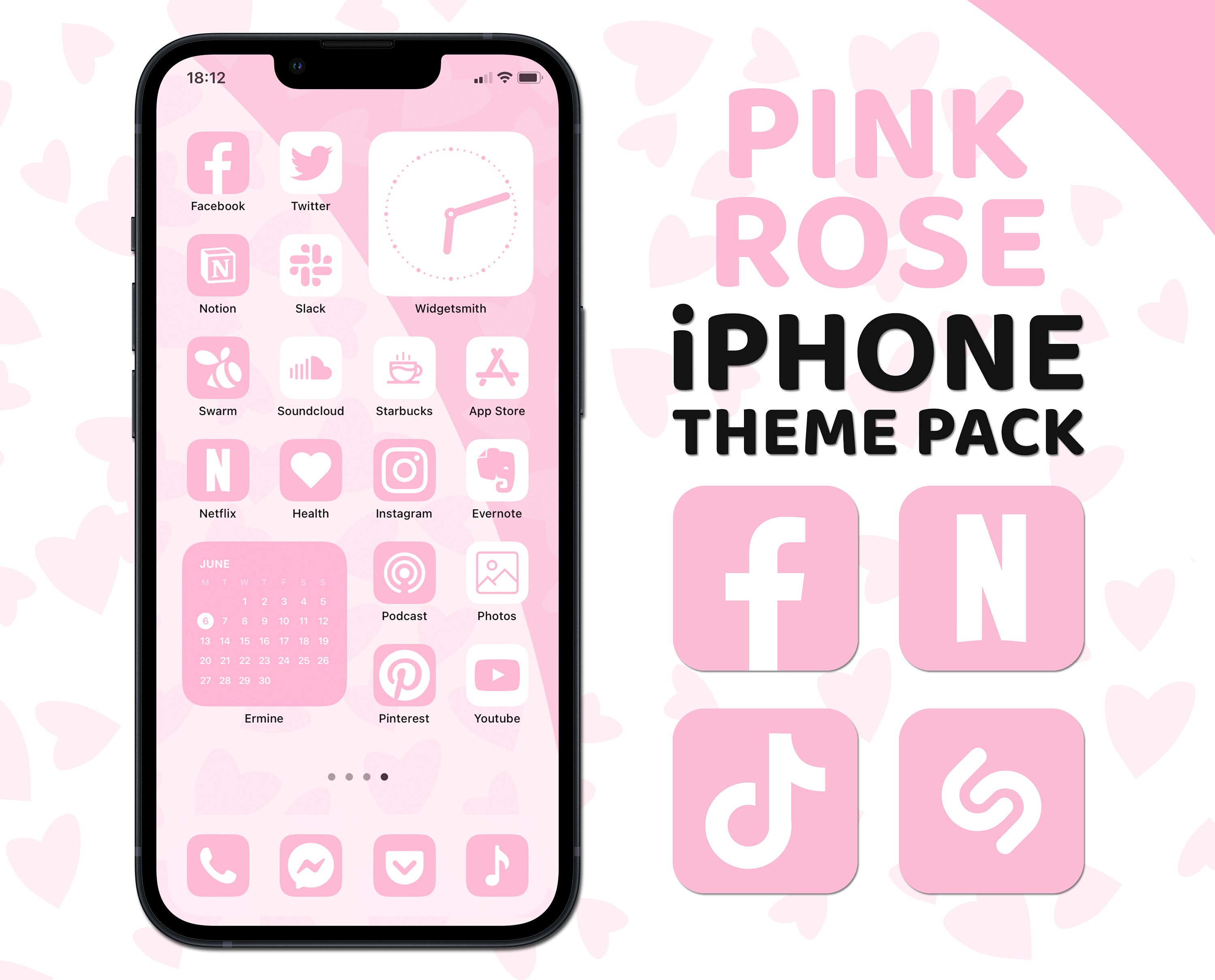 Rosa App Icons iPhone Theme Pack Ästhetische Pink Rose - Etsy.de