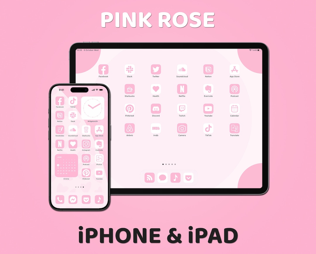 Cute App Icons, Pink iPhone and iPad Theme, Cutecore App Covers, Widget ...