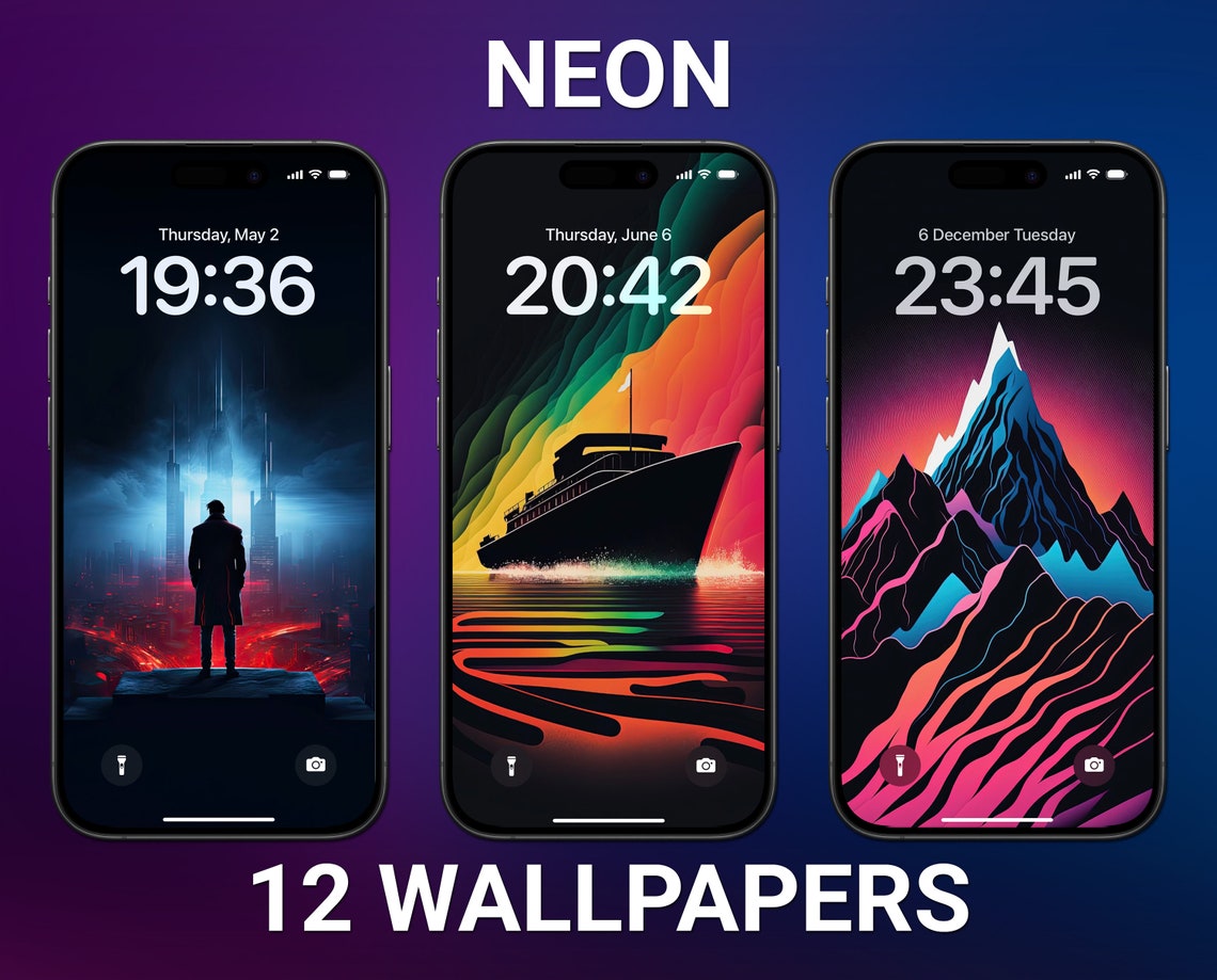 App Icons Neon, iPhone Theme Pack, Aesthetic Neon Art Covers, Ios ...