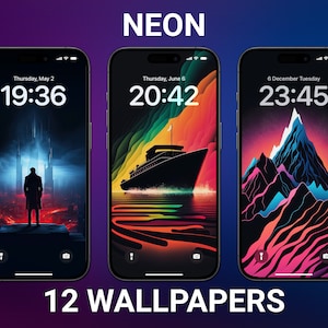App Icons Neon, iPhone Theme Pack, Aesthetic App Icons, Neon Art Covers ...