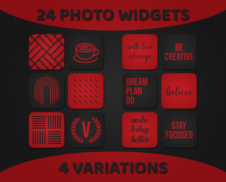 Red and Black App Icons Iphone Theme Pack Aesthetic Red App - Etsy