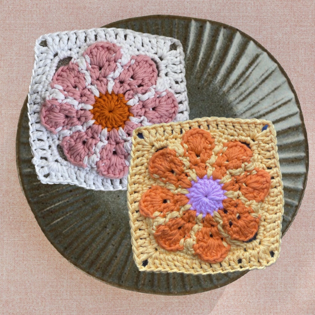 FLOWER Granny Square Written Pattern CROCHET english - Etsy