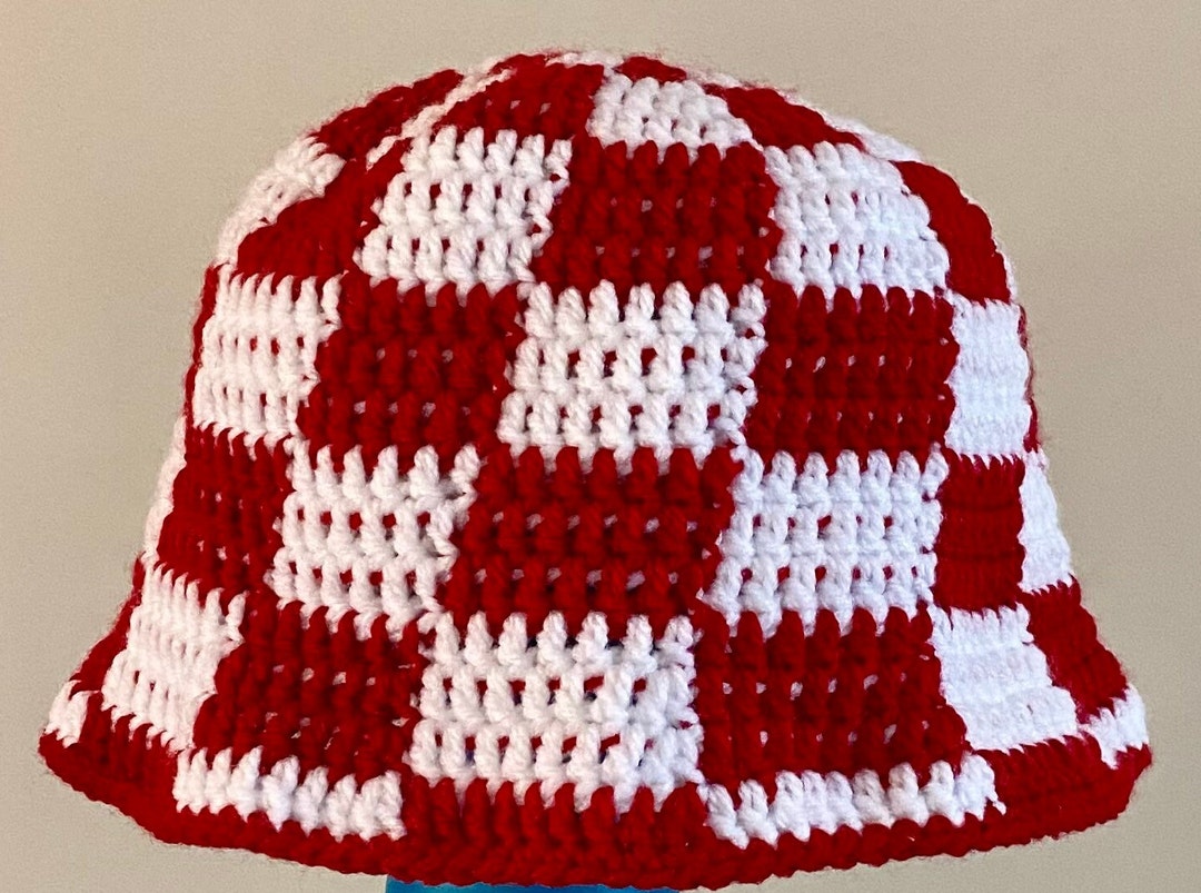 Checkered Crochet Bucket Hat Written Pattern english - Etsy