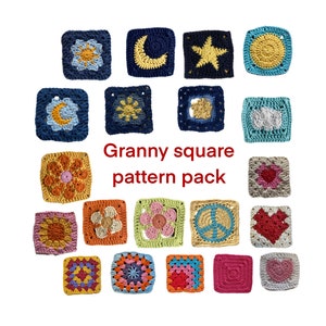 Granny Square Pattern Pack | 20 Granny Squares | Moon Granny Square ...