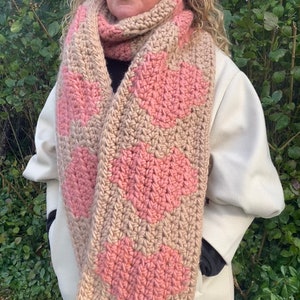 Crochet Hearts Scarf | Crochet Pattern | Written Pattern | English - Etsy