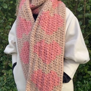 Crochet Hearts Scarf | Crochet Pattern | Written Pattern | English - Etsy