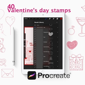 40 Valentine's Day Themed Procreate Stamps | Procreate Stamps | Digital ...