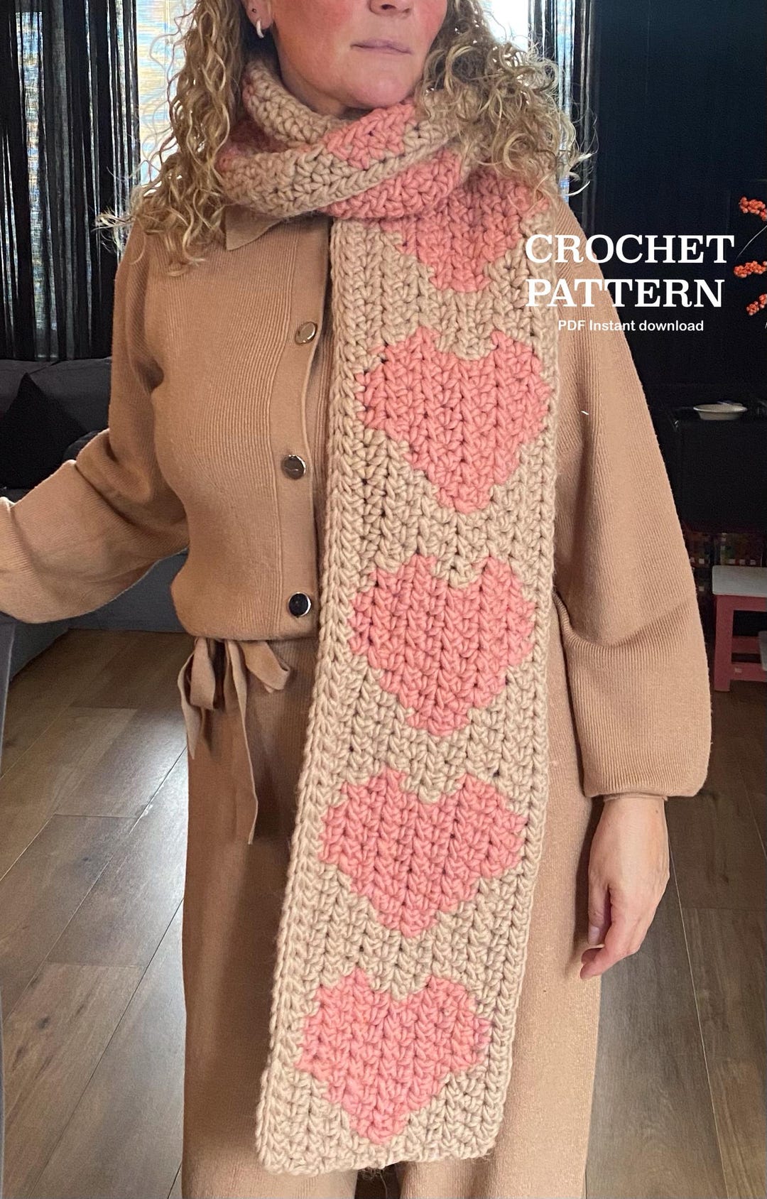 Crochet Hearts Scarf | Crochet Pattern | Written Pattern | English - Etsy