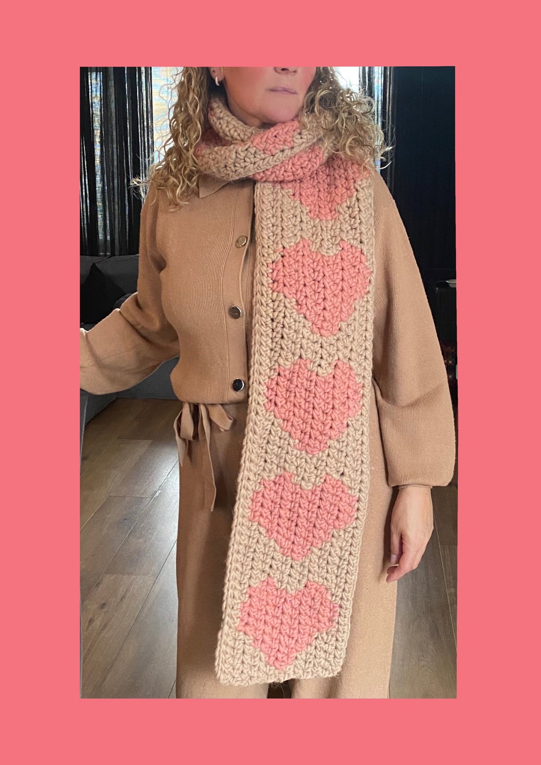 Crochet Hearts Scarf | Crochet Pattern | Written Pattern | English | - Etsy