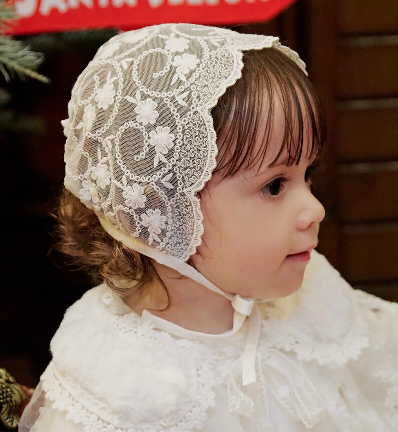 Lace Baby Bonnet in off White Perfect for Baptism and Christening Gifts ...