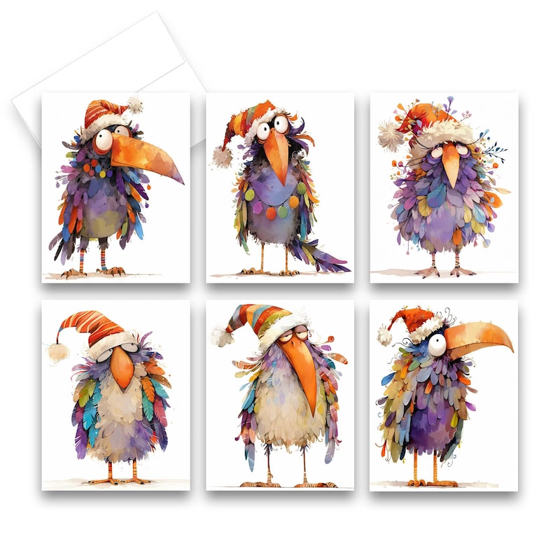 Christmas Cards Set Bird - Etsy