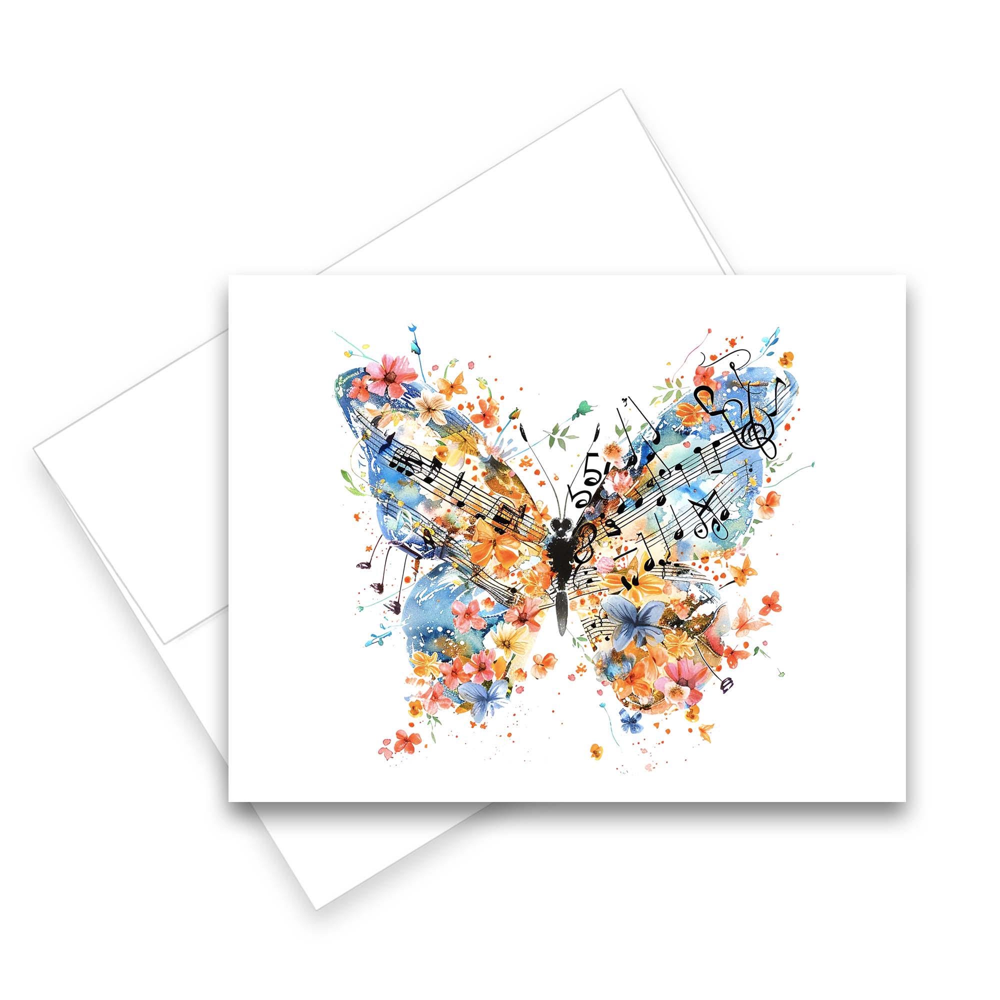 Watercolor Butterfly Note Card Set: Musical Art, All Occasion - Etsy