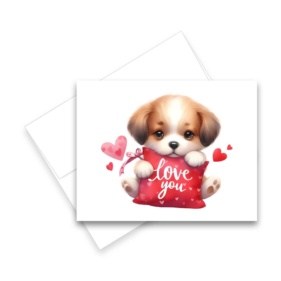 Puppy Love Valentine Card Set, Blank Note Card Set, Greeting Cards ...