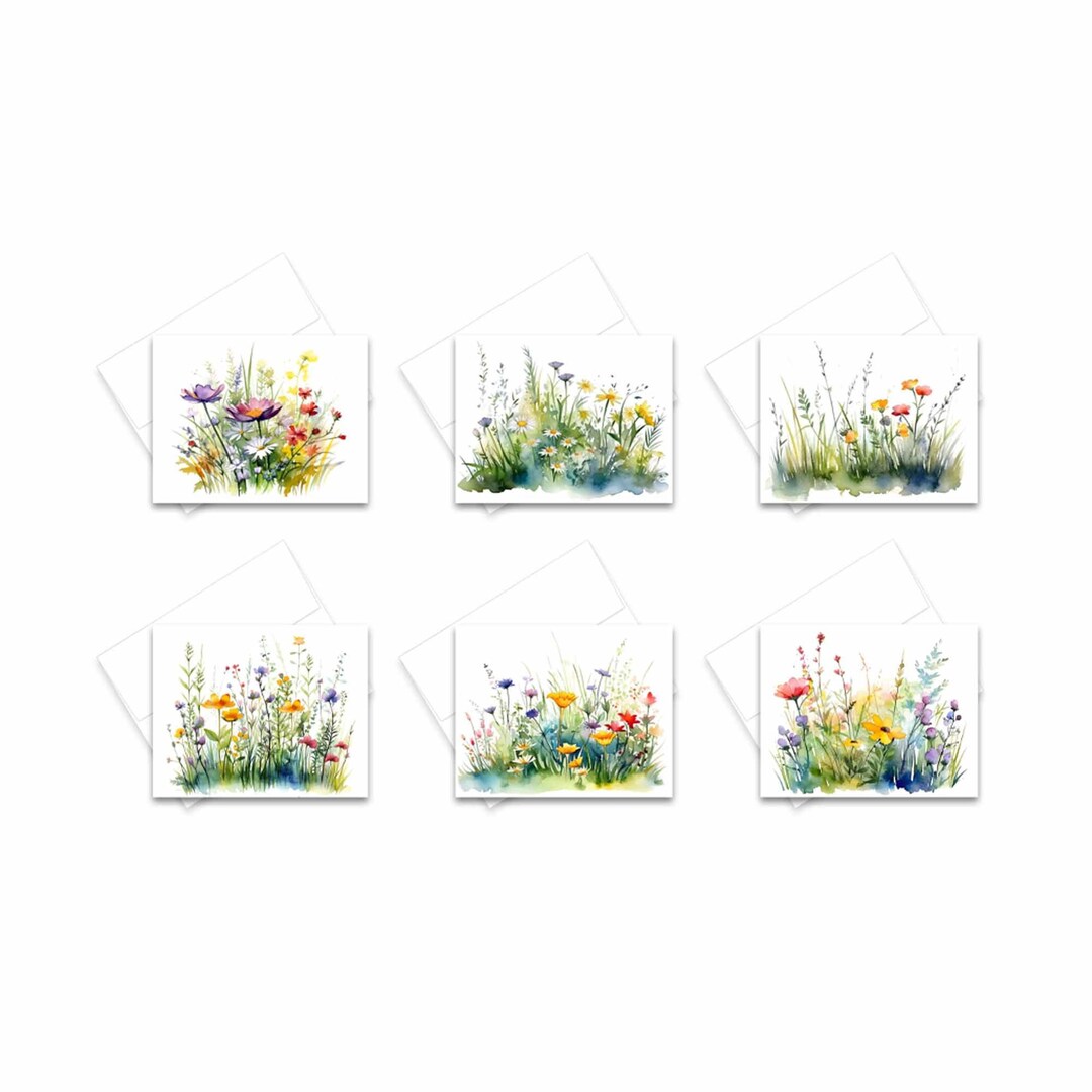 Note Card Flower Set, Wild Flower Cards, Note Card Pack, Assorted Cards ...