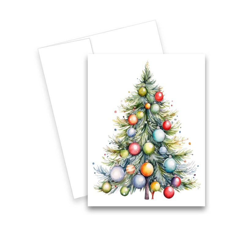 Christmas Tree Greeting Cards, Note Card Set, Christmas Cards, Blank ...