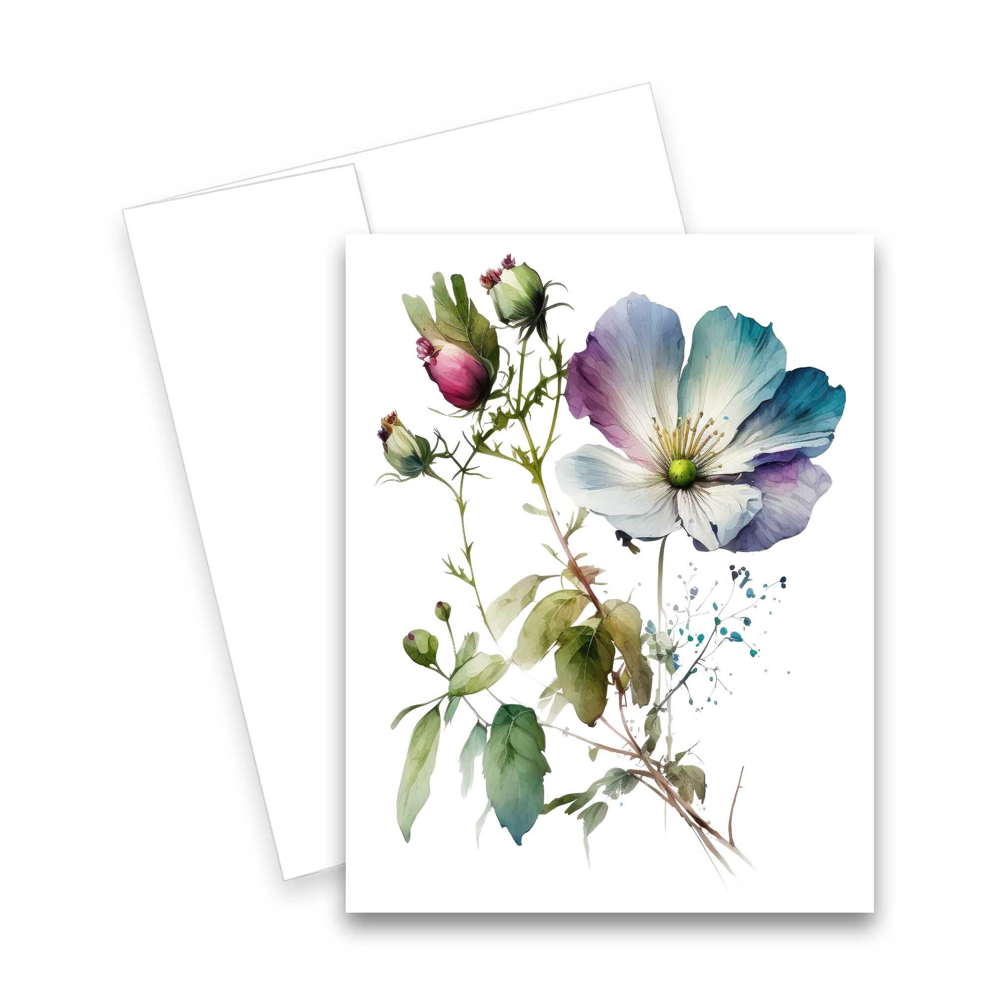 Note Card Set, Assorted Wild Flower Greeting Cards, Floral Stationery ...