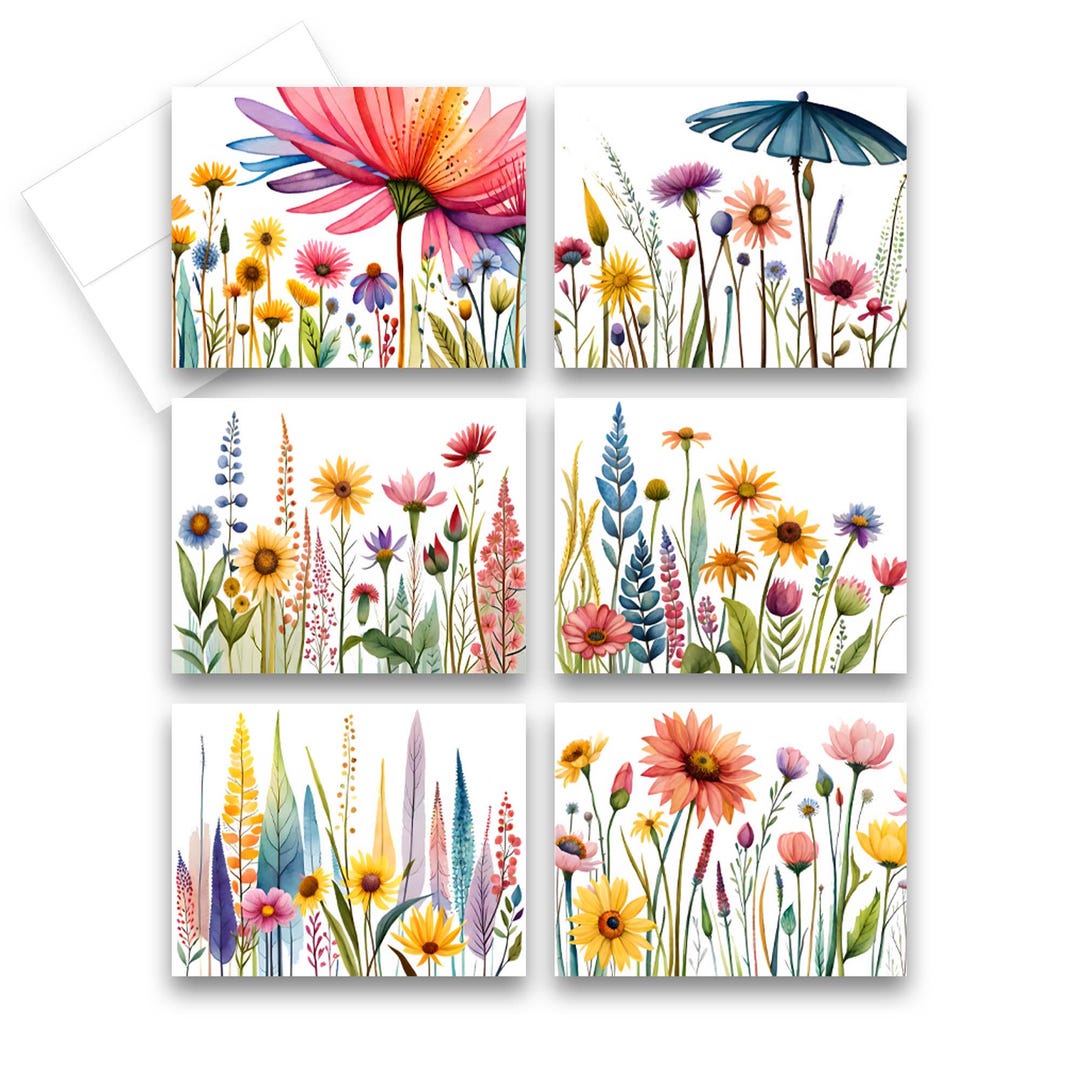 Note Card Flower Set, Wild Flower Cards, Note Card Pack, Assorted Cards ...