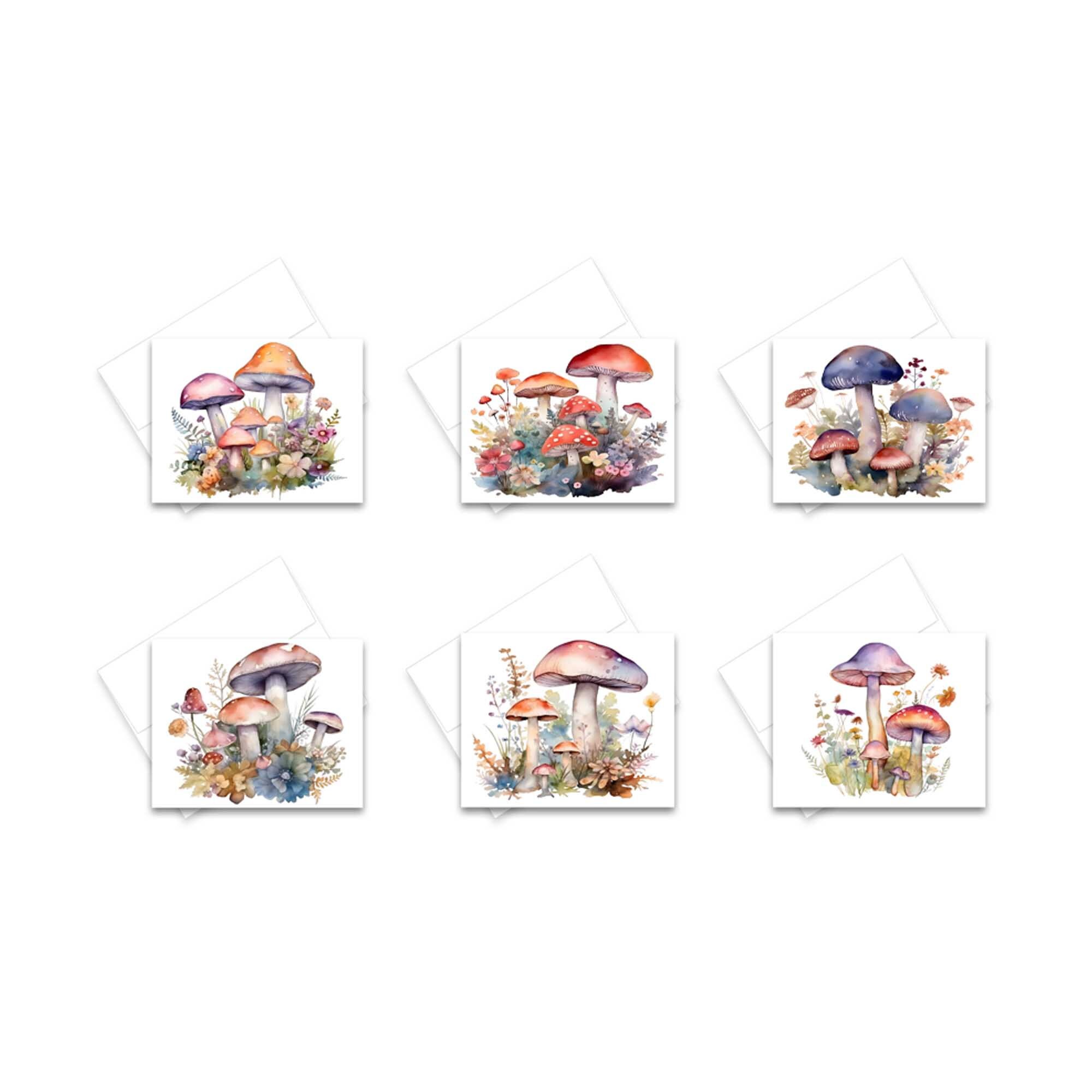 Watercolor Mushroom Cards Blank Cards With Envelopes Note - Etsy
