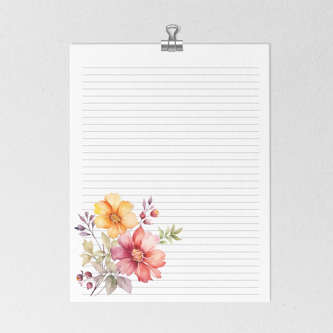 Stationery Paper Set Watercolor Flowers Set of 30, Stationery Gift Set ...