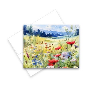 Note Card Set, Watercolor Meadow Cards, Assorted Cards, Wild Flower ...