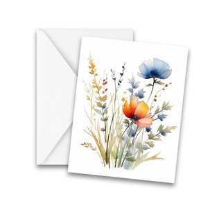 Watercolor Notecard, Wild Flower Cards, Blank Note Card Set, All ...