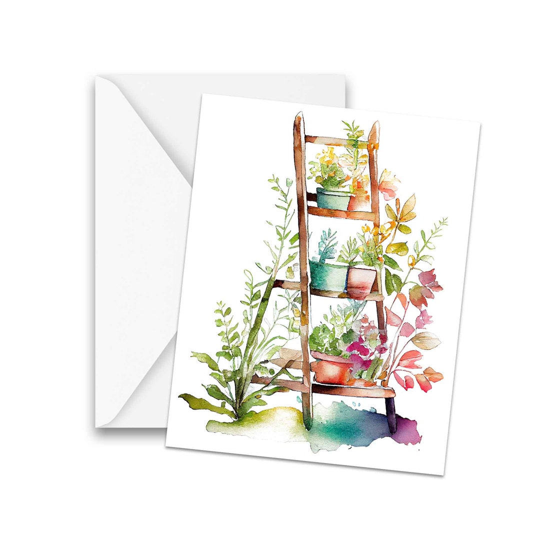 Watercolor Planters, Note Cards With Envelopes, Set of Blank Note Cards ...