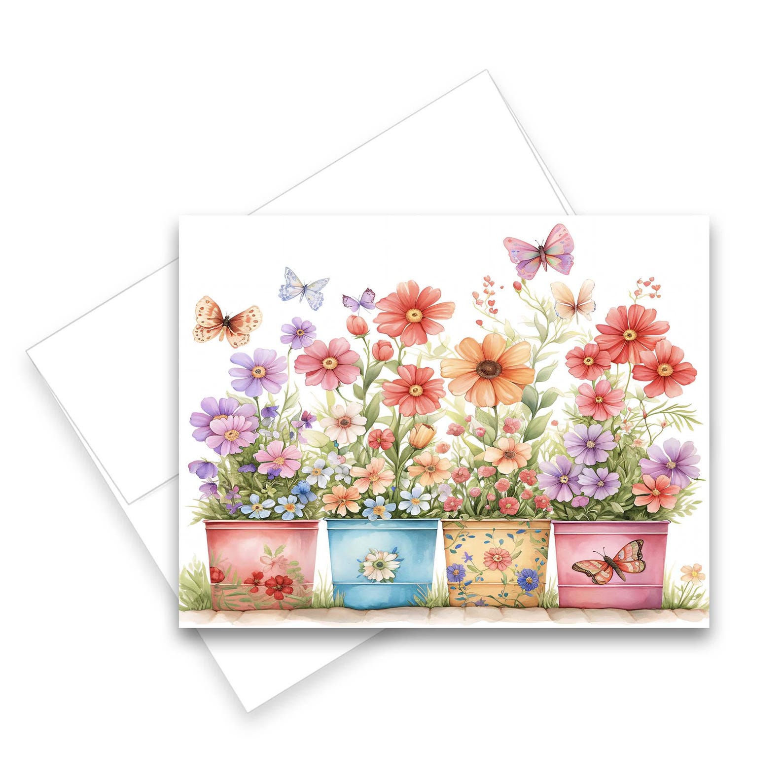 Assorted Greeting Cards, Potted Plants, Card Set of 8, Blank Inside ...
