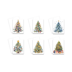 Christmas Tree Greeting Cards, Note Card Set, Christmas Cards, Blank ...