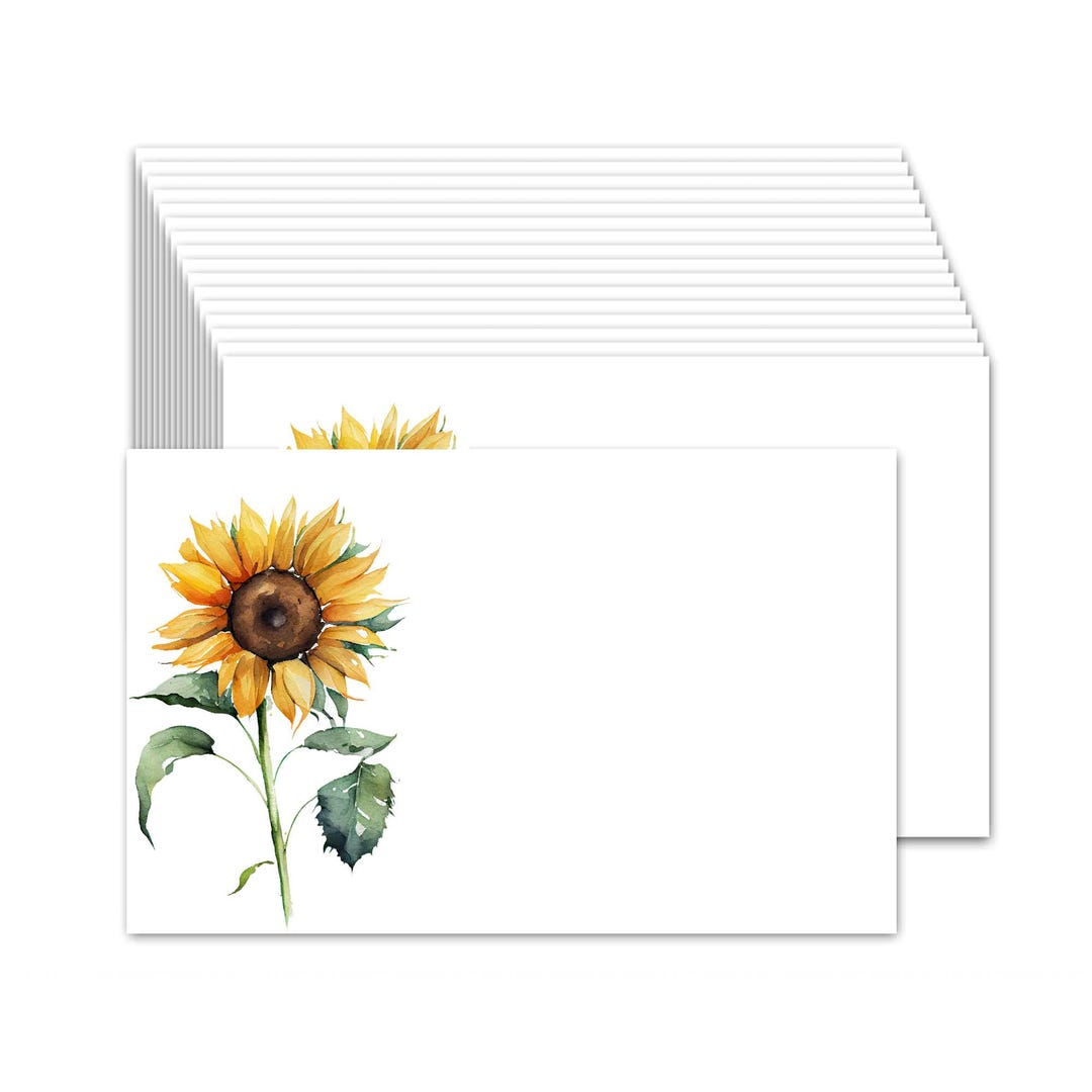 Sunflower Index Cards, 4"x 6" Set of 25, School Supplies, Unique Index ...