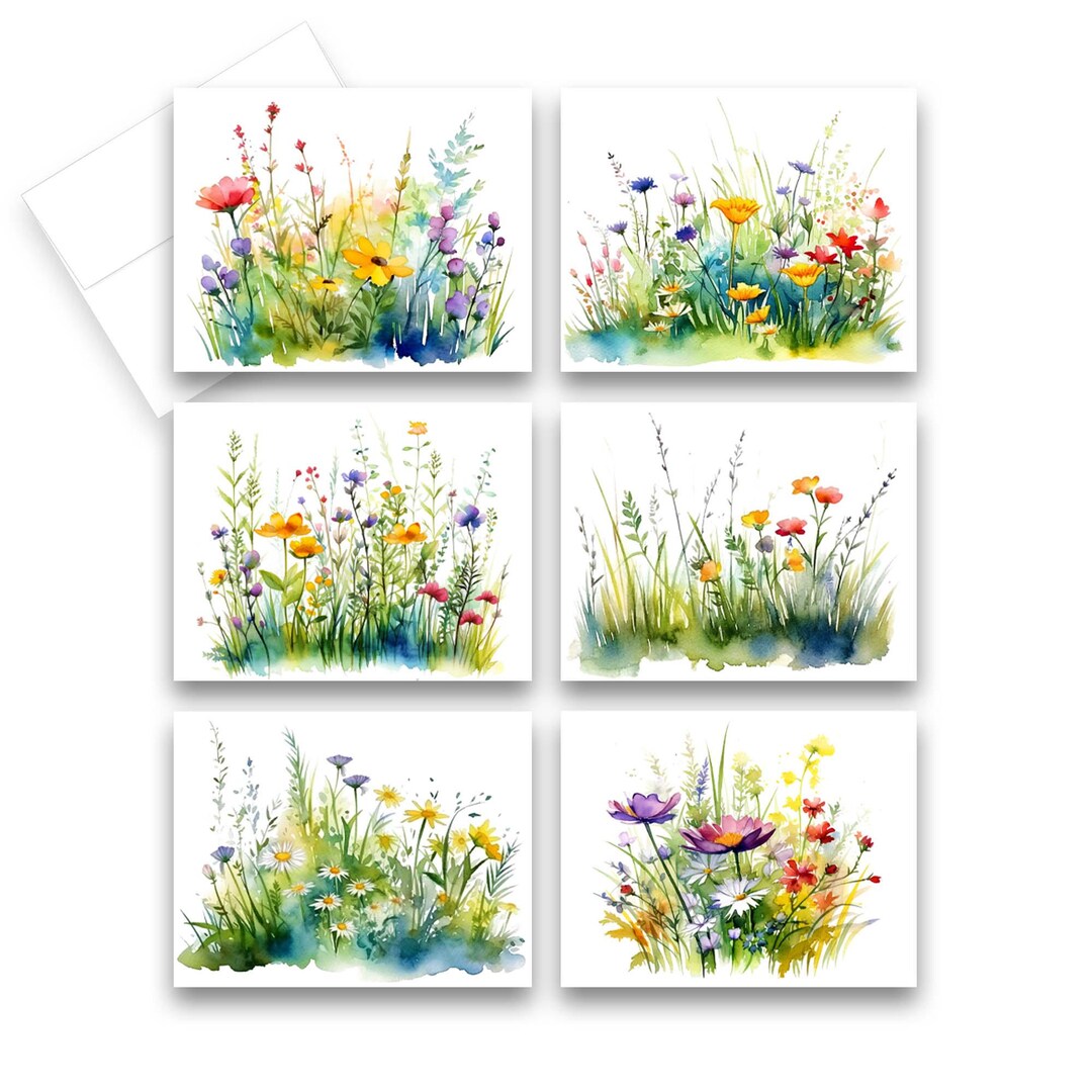 Note Card Flower Set, Wild Flower Cards, Note Card Pack, Assorted Cards ...