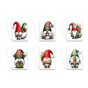 Christmas Gnome Greeting Cards, Note Card Set, Christmas Cards, Blank ...