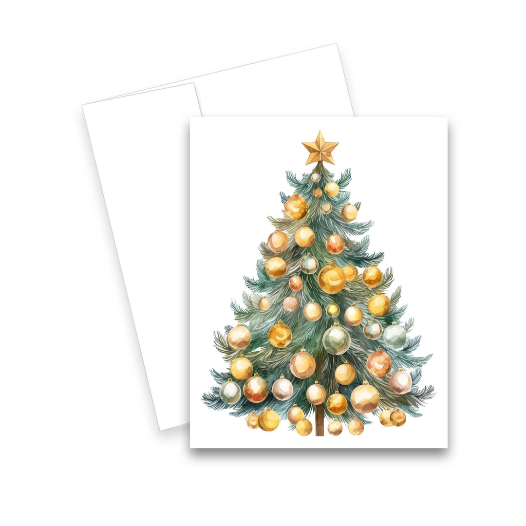 Christmas Tree Greeting Cards, Note Card Set, Christmas Cards, Blank ...