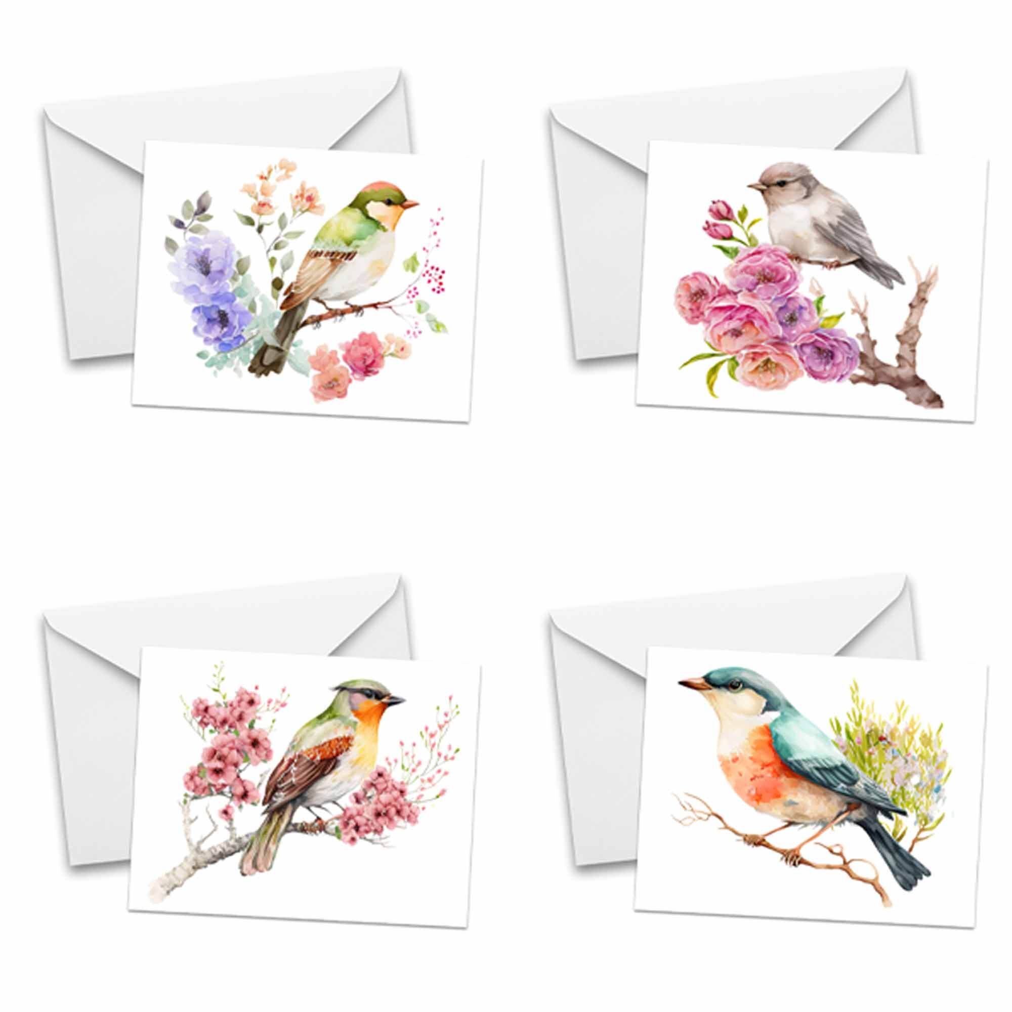 NOTECARDS, Assorted Watercolor Birds Greeting Card Set, Stationery ...