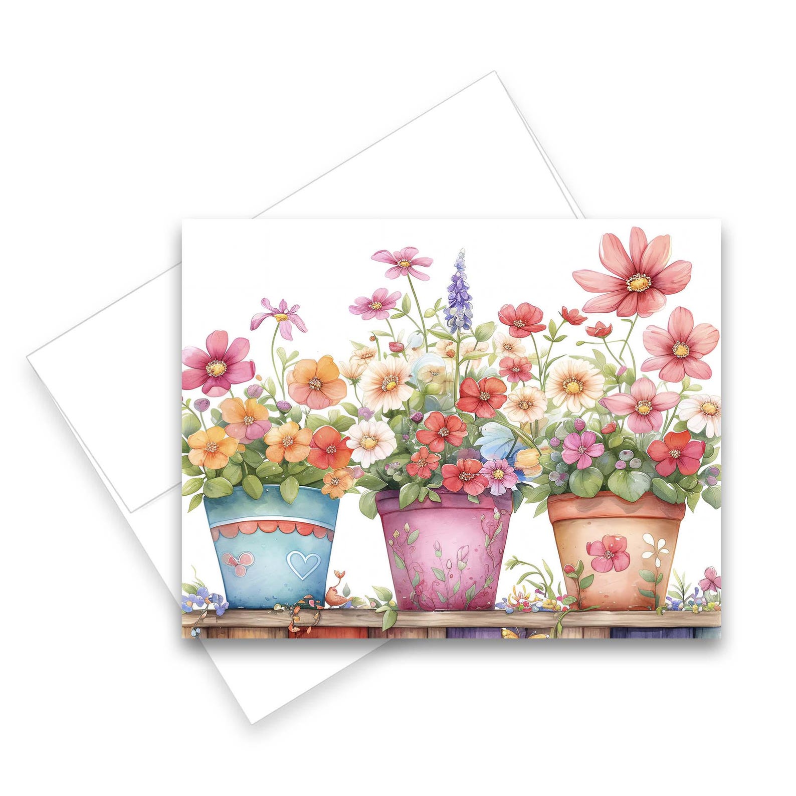 Assorted Greeting Cards, Potted Plants, Card Set of 8, Blank Inside ...