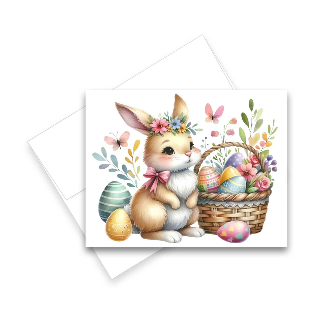 Easter Bunny Card Set, Blank Note Card Set, Easter Greeting Cards ...