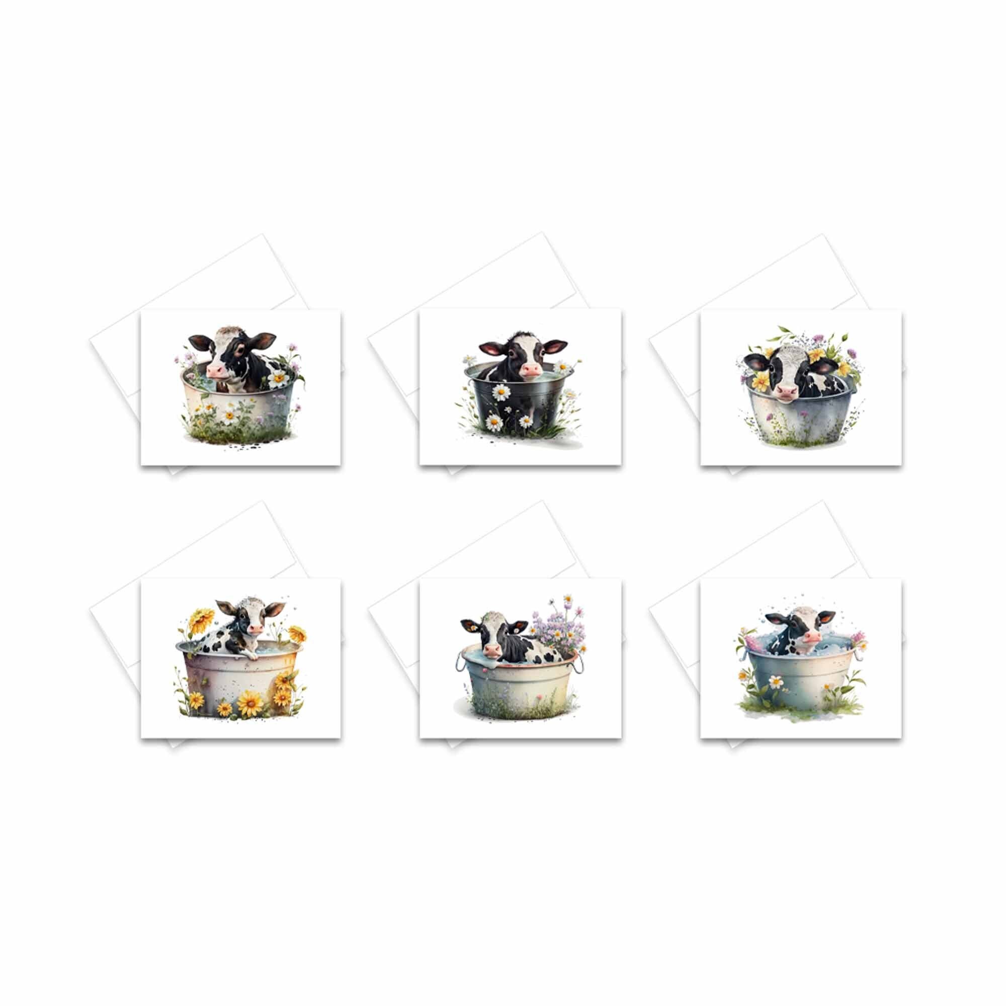 Assorted Greeting Cards Cute Cow Cards Stationery Cards - Etsy
